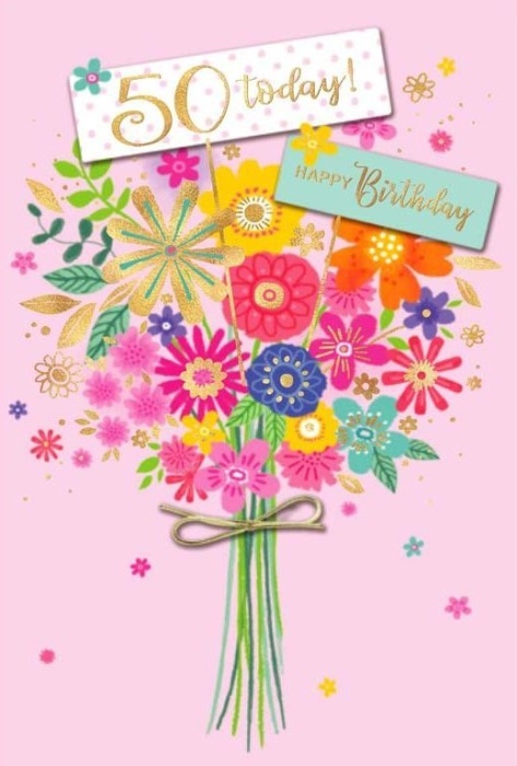 Flowers Female 50th Birthday Card | Simon Elvin