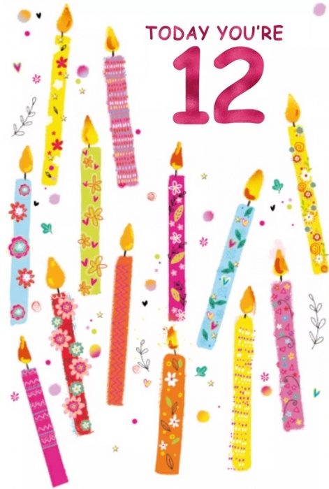 Colourful Candles Girl 12th Birthday Card | Simon Elvin