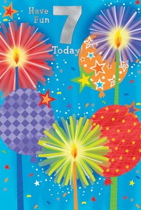 Balloons & Candles Boy 7th Birthday Card | Simon Elvin