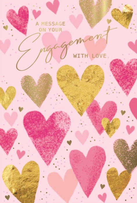 Pink & Gold Hearts Engagement Card | Simon Elvin