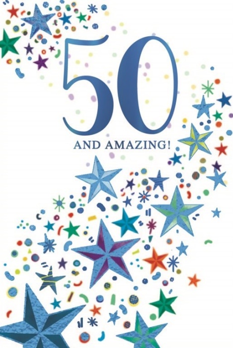 Blue Stars Male 50th Birthday Card | Simon Elvin