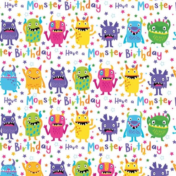 Monster Birthday | Kids Wrapping Paper Gift Wrap Sheet | Simon Elvin