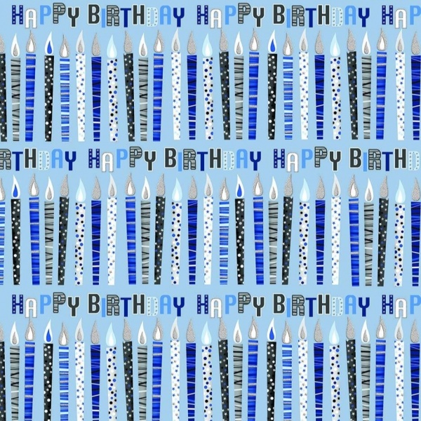 Blue Birthday Candles | Male Wrapping Paper Gift Wrap Sheet | Simon Elvin
