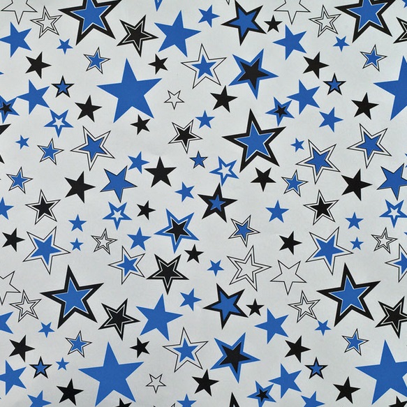 Blue Stars On Silver | Male Wrapping Paper Gift Wrap Sheet | Simon Elvin