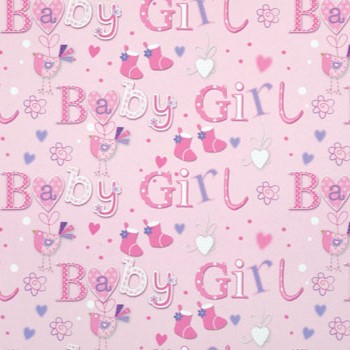Pink Hearts New Baby Girl Wrapping Paper Gift Wrap Sheet | Simon Elvin