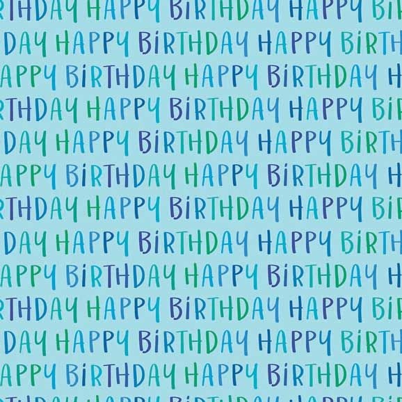 Blue Happy Birthday Male Wrapping Paper Gift Wrap Sheet Simon Elvin