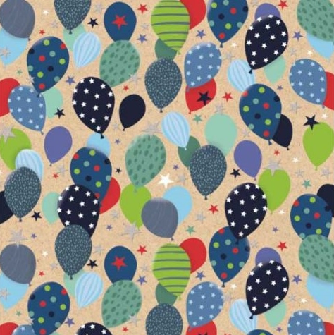 Balloons & Stars | Male Wrapping Paper Gift Wrap Sheet | Simon Elvin