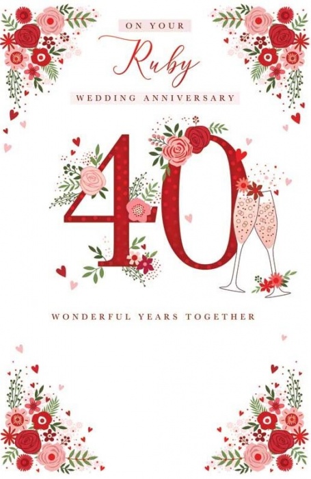 Flowers 40th Wedding Anniversary Card | Kingfisher Cards