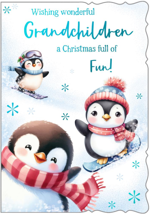 Festive Penguins Grandchildren Christmas Card | Mistletoe Press