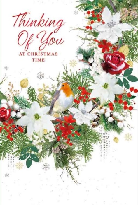 Robin Wreath Thinking Of You Card | Simon Elvin